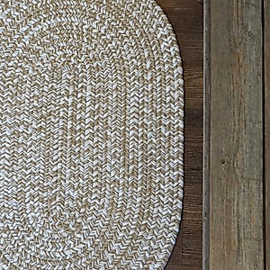 Farmdale Woven Tweed Reversible Braided 20X30 Scatter Throw Rug - Desert Beige, Handcrafted in USA, Woven Texture, High Traffic, Entrys, Kitchen, Living Room, Bed, Bath, Porch - 20 IN X 30 IN Oval