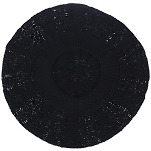 BYOS Chic Parisian Style Soft Lightweight Crochet Cutout Knit Beret Beanie Hat (2-Pack Wavy Stripes Charcoal Gray & Black)