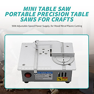 Mini Table Saw for Crafts 4 Blades Metal Chop Saw 96W Adjustable Cut Depth 7-speed Power Supply Portable Cut Off Table Saw for Woodworking Plastic Metal