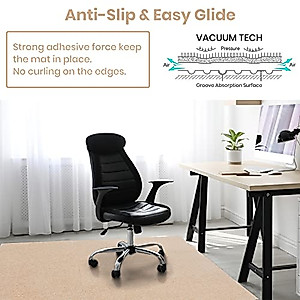 COSYLAND 35.4"x35.4" Office Chair Mat Splicing 9Pcs 11.8" x 11.8" for Hardwood Floor & Tile Floor, Under Desk Chair Mats Large Anti-Slip Floor Protector Rug, Not for Carpet, Khaki