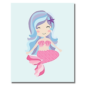 Mermaid Wall Art Prints (8 inches x 10 inches, Blue)