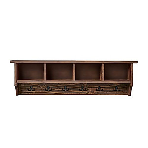 Pomona Industrial 48 in. Solid Wood & Metal Coat-Rack With 6 Strong Coat Hooks and 4 Cubbies- 10 in. w x 7 in. d x 6 3/4 in. h - Tool Organization and Garage Storage