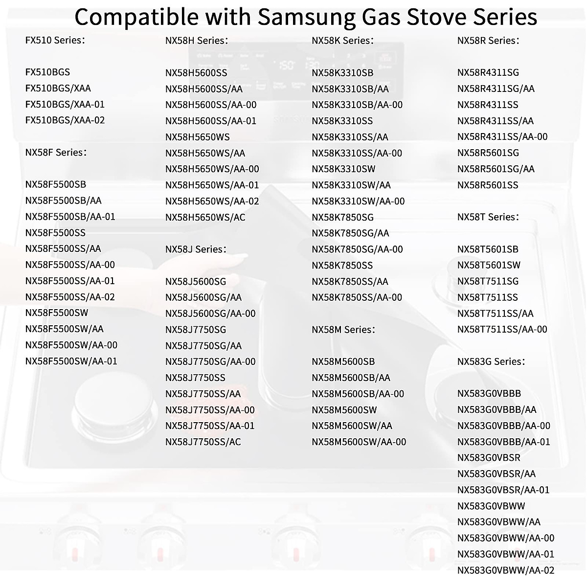 Fancemot Gas Stove Burner Covers, Gas Stove Top Covers for Samsung Gas Range, Reusable Washable Stove Guard, Gas Stove Protectors with 2 Pcs Stove Gap Covers, 1 Pcs Cleaning Cloth, 3 Pcs Brush