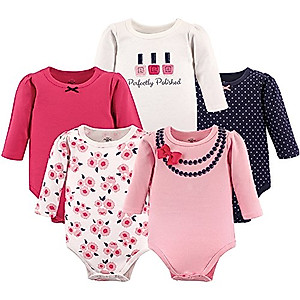 Little Treasure Unisex Baby Cotton Bodysuits, Bow Necklace Long-Sleeve, 12-18 Months