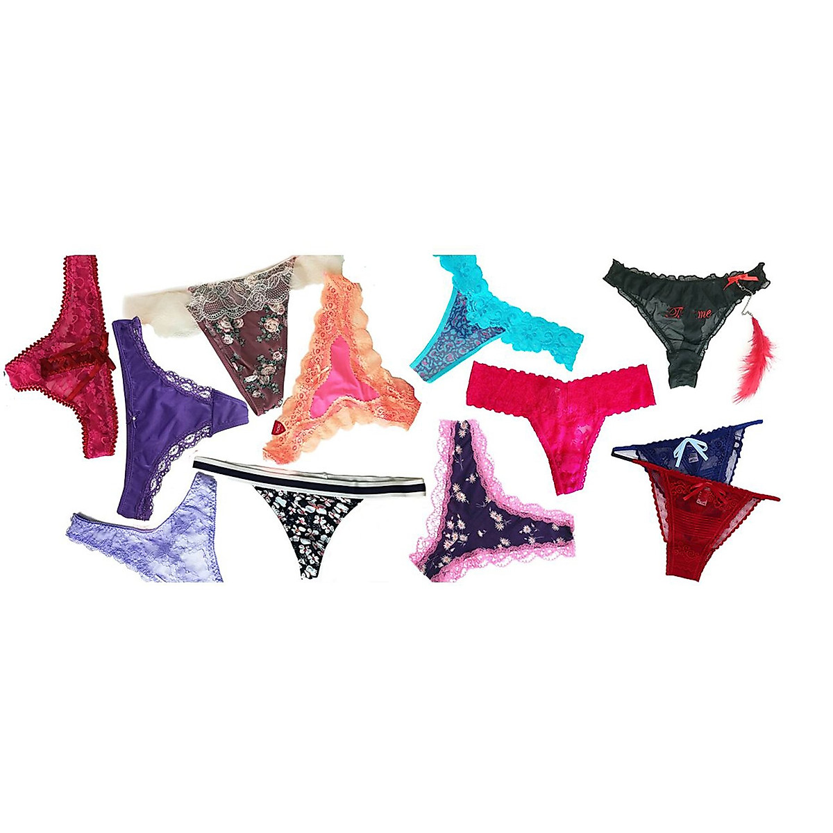jooniyaa Women Variety of Underwear Pack T-Back Thong G-String Panties（10pcs,L）