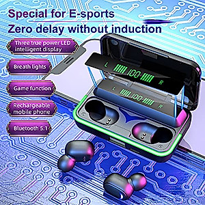 E10 True Wireless Earbuds Bluetooth 5.3 Headphones Touch Control with Wireless Mobile Power Earbuds Headphones Charging Case IPX4 Waterproof Stereo Earphones in-Ear Built-in Mic Headset