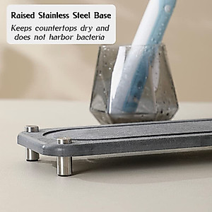 FLYWAKE Instant Dry Sink Organizer, Soap Tray for Bathroom and Kitchen Sink, Fast Drying Ttone Sink Tray Prevents Moisture Buildup(Rock ash)