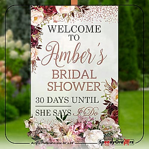 Rose Gold Bridal Shower Sign - Custom Bridal Shower Welcome Sign - Personalized Bridal Shower Backdrop - Floral Bridal Shower Banner