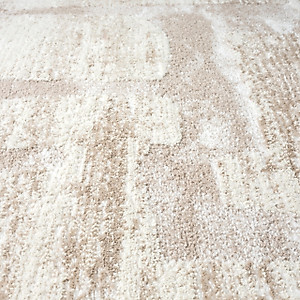 Abani Cream Area Rug for Living Room, Bedroom - Block Pattern- 8' x 10' -Durable & Easy to Clean