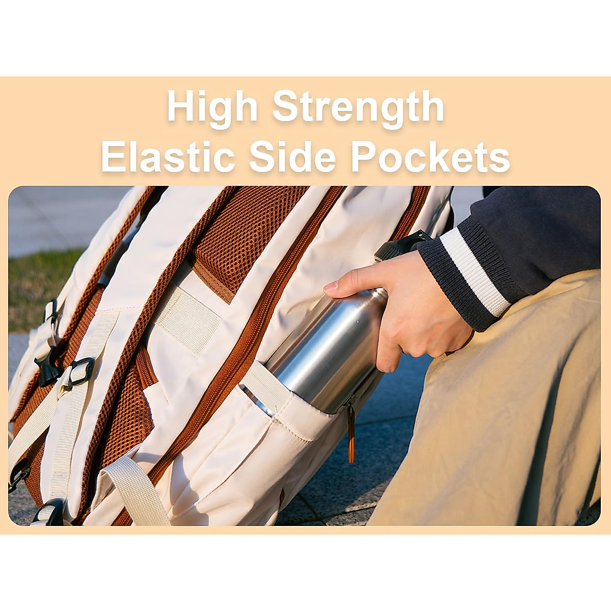 17 inch Travel Laptop Backpack for Women, TSA Friendly 40L Large Computer Backpack with USB Charging Port, Anti Theft Business Backpack Waterproof Carry on Daypack School College Bookbag, Beige