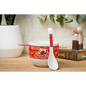 Silver Buffalo Disney Pixar Monsters Inc Harryhausen's Octopus Chef Sushi Bar Ceramic Ramen Noodle Rice Bowl with Chopsticks and Spoon, Microwave Safe, 20 Ounces