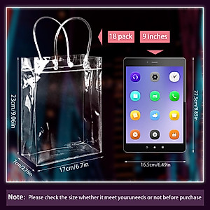 Oomcu 18 Pack Clear Plastic Gift Bags with Handle,9.06" x 6.7" x 2.76" Reusable PVC Wrap Tote Bags for Shopping Retail Goodies Business Boutique Wedding Birthday Baby Shower Party Favor halloween
