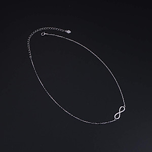 DAOCHONG S925 Sterling Silver Choker Infinity Clavicle Short Pendant Necklace for Women Jewelr
