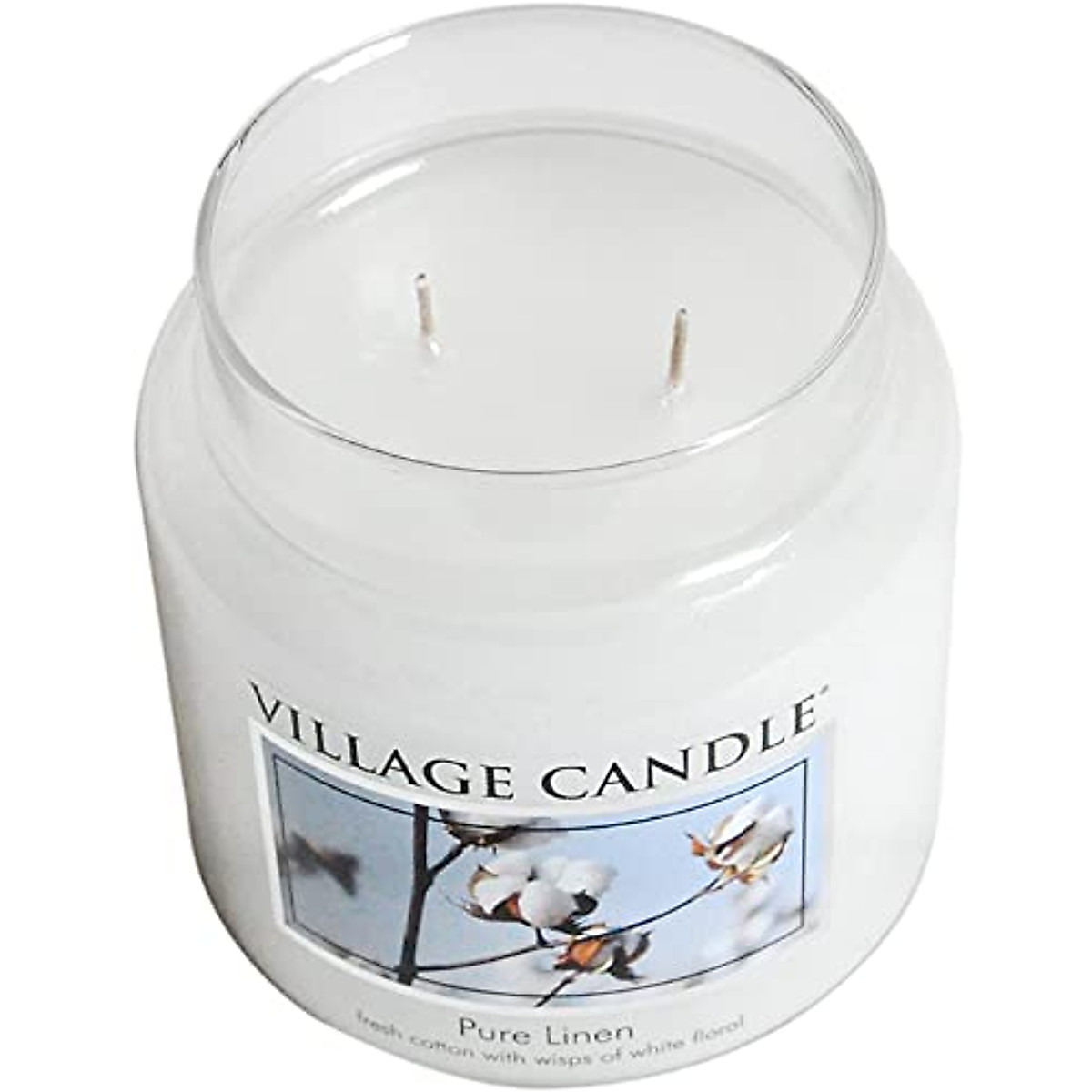 Village Candle Pure Linen Large Glass Apothecary Jar Scented Candle, 21.25 oz, White