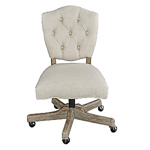 Linon Kelsey White Office Chair - Color:Natural Natural