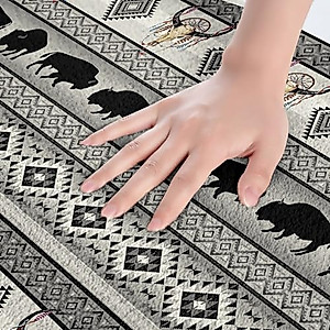 spefrowx Western Bath Mat 20"x32",Longhorn Skull Southwestern Outdoor Rug Ethnic Tribe Aztec Bath Rugs Highland Cow Farm Animals Shower Mat,Boho Indian Geometry Triangle Diamond Western Decor,Grey