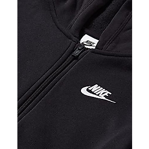 Nike Boy's NSW Club Full Zip Hoodie, Black/Black/White, Large
