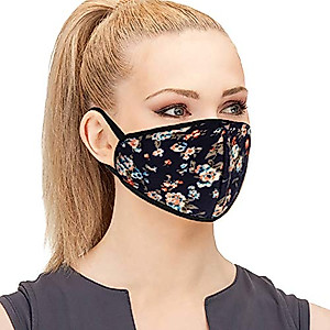 BeatBasic Unisex Washable and Reusable Cotton Warm Face Protection for Outdoor Flower Print Pack 2