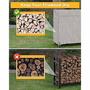 MR. COVER 4 Feet Firewood Rack Cover, 600D Heavy Duty Waterproof Log Rack Cover for Outdoor Wood Holder, Rip-Resistant and Snow-Resistant, 48L x 24W x 48H