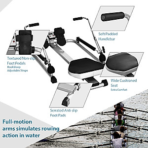 Rowing Machines for Home Use SPORFIT Compact Portable Folding Rower Machine with 12 Level Adjustable Hydraulic Resistance & LCD Monitor, Soft Seat Row