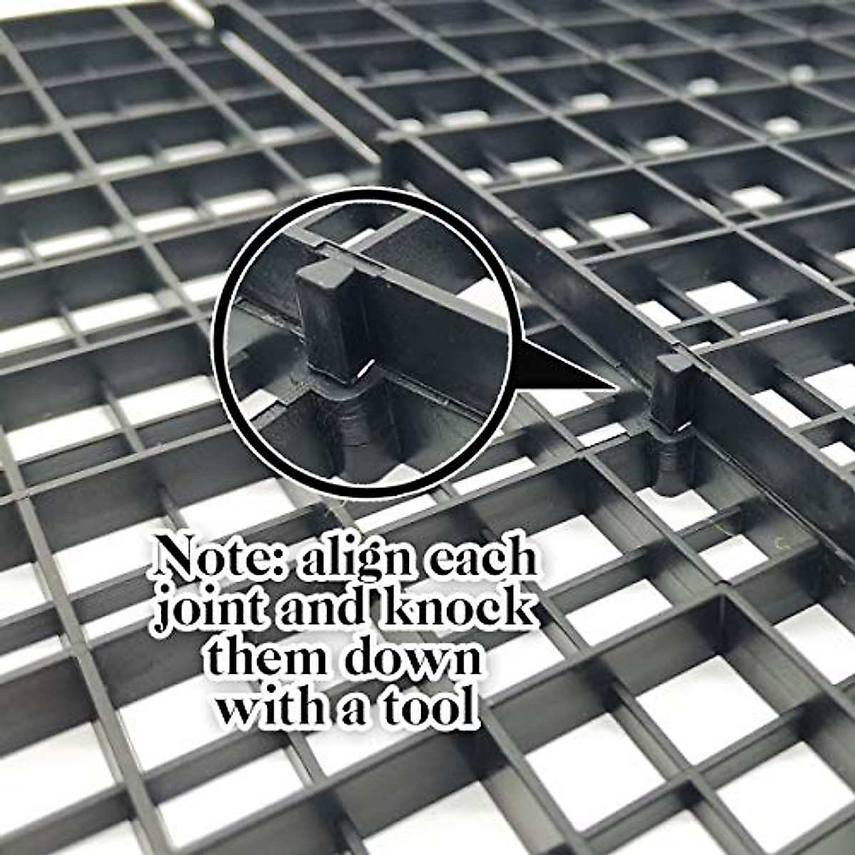 YOOHUA 4PCS Aquarium Divider Tray Plastic Grid Aquarium Egg Crate Light Diffuser, Fish Tank Divider Filter Bottom Isolation with 8PCS Sucker Clip (Black)