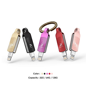 ADAM elements iKlips Duo+ 128GB MFi Certified Premium Flash Drive Compatible with iPad, iPhone (128GB, Adam Red)