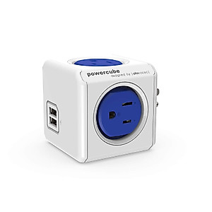 USB Wall Plug, Allocacoc PowerCube |Original|, 4 Outlets and 2 USB Ports, Cell Phone Charger, Power Adapter, Surge Protection, Compact for Travel, Home and Office, Space Saving, ETL Certified