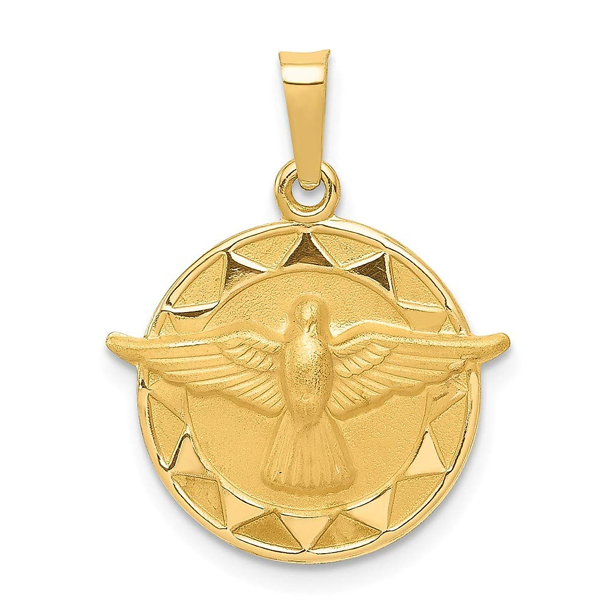 BillyTheTree Jewelry 14K Yellow Gold Holy Spirit Medal Round Pendant