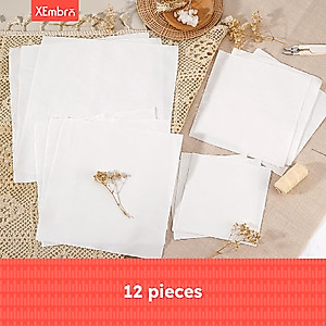 XEmbro 12 PCS White Embroidery Fabric, Pre-Cut Natural Cotton Embroidery Cloth Fabric, 4 Sizes Embroidery Cloth Squares for Embroidery Garment Craft (5.9 to 11.8inch)