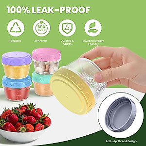 Yumuk Salad Dressing Container to Go (6 Pack) - 2.7 oz Small Containers with Lids, Reusable and Leakproof Snack Box Sauce Containers for Bento Lunch Box, Work, School & Travel