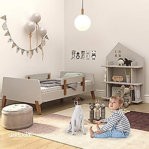 dadada Muse Toddler Bed with Removable Rails – Toddler and Kids Bed Set Fits Standard Crib Mattress, Holds up to 50 Lbs. – Modern, Easy-to-Assemble, 55.15x 31.26x17.95 in. Gray + Natural …