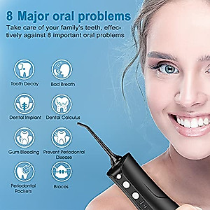 TUREWELL Water Flosser, 300ML Portable Water Teeth Cleaner with 6 Modes, IPX7 Waterproof Oral Irrigator, Waterpick for Travel/Home/Braces (Black)