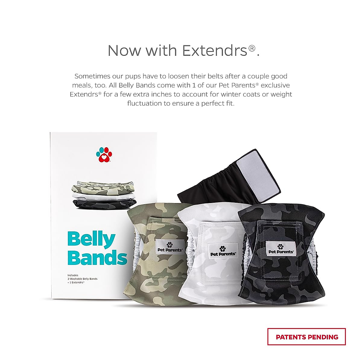 Pet Parents Premium Washable Belly Bands for Male Dogs & Extendrs, (3pack) of Male Dog Diapers & Male Dog Belly Bands, Color: Camo, Size: Large Dog Diapers Male