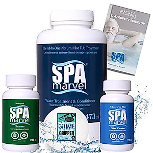 Macke Pool & Patio Spa Marvel Treatment and Conditioner, Spa Marvel Cleanser, Spa Marvel Filter Cleaner natural solution hot tub water care system moisturizer cleaner and Absorbent Sponge
