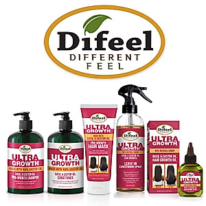 Difeel Ultra Growth Shampoo and Conditioner Set - Includes 12 oz Each of Shampoo and Conditioner, Promotes Growth, Ideal for Thinning Hair, Basil Scent, 2 Count