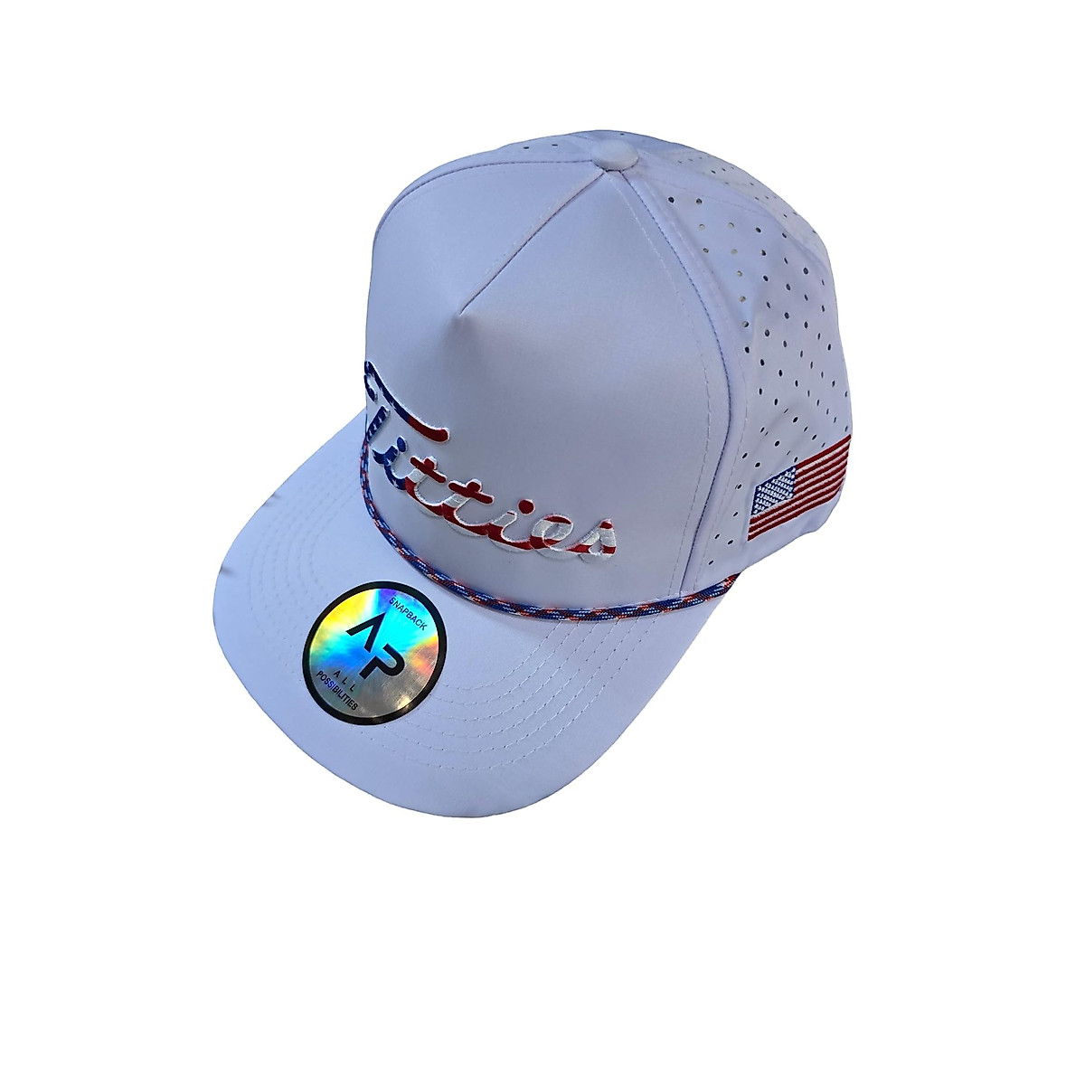 All Possibilities 369 USA Titties Gray with White Mesh Golf Hat Men Women Funny Baseball Cap Trucker Hat (US, Alpha, One Size, White)