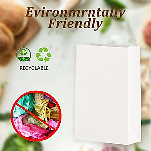 Paper Lunch Bags 50 Count Large White Lunch Bags Kraft White Paper Bags 8LB White Lunch Sacks Strong for Small Business