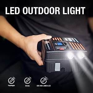 JF.EGWO 2000A Car Jump Starter with Air Compressor, 22000mAh Battery Booster (Up to 8.5L Gas or 8.0L Diesel Engine) &150 PSI Tire Inflator, Built-in 2 USB Ports and 2 LED Light