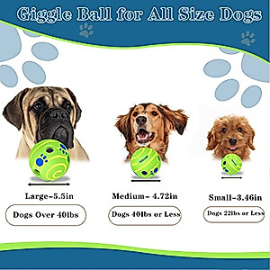 Dikeiuta Wobble Giggle Dog Ball, Interactive Chew Wobble Wag Giggle Ball for Dogs with Funny Sounds, Squeaky Dog Toys Ball for Relieve Anxiety, Grinding Teeth, Gifts for Dogs-5.51''(Large)