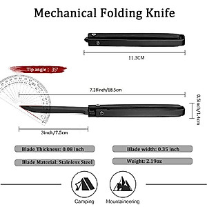 2 Piece Slim Pocket Knife, Slim EDC Knife with Leather Case, Folding Knife with Glass Breaker for Home Using, Outdoor Camping, Fishing, Hunting, Black