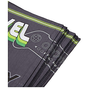 Green & Black "Level Up" Paper Luncheon Napkins, 6.5" (16-Pack) - Disposable Party Tableware for Kids Birthday & Fun Events
