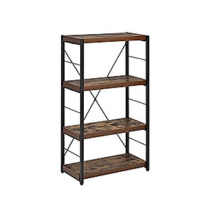 Knocbel 4-Tier Bookcase Book Shelf, Storage Display Rack Stand with Stable Metal Frame for Home Office Living Room, 24" L x 11" W x 43" H (Oak and Black)