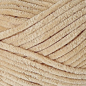 2 Skein La Mia Mellow Velvet Chenille Yarn for Knitting and Crocheting Baby Clothes, Blankets and Accessories, 100% Polyester, 100 gr (3.5 oz) / 115 m (125 Yards), Super Bulky, Beige - 908