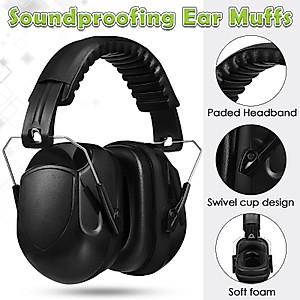 Xuhal 9 Pcs Ear Protection Earmuffs, Adjustable NRR 28dB Noise Reduction Headphone for Shooting Mowing Noise Cancelling (Black)