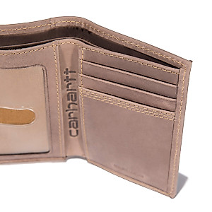 Carhartt Men's Rugged Leather Triple Stitch Wallets, Available in Multiple Styles, Brown (Trifold), One Size