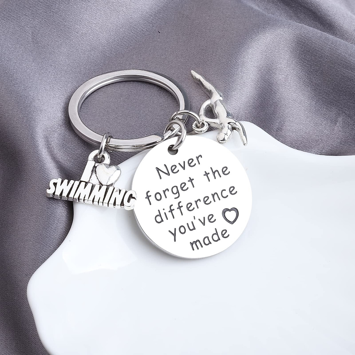 MYOSPARK Swimmer Gift Swim Keychain Swimming Lover Gift Swimming Inspirational Gift Swimming Jewelry for Swimming Coach (Swimmer KC)