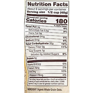 Bob's Red Mill Organic Oats Rolled Regular, 16 Ounce