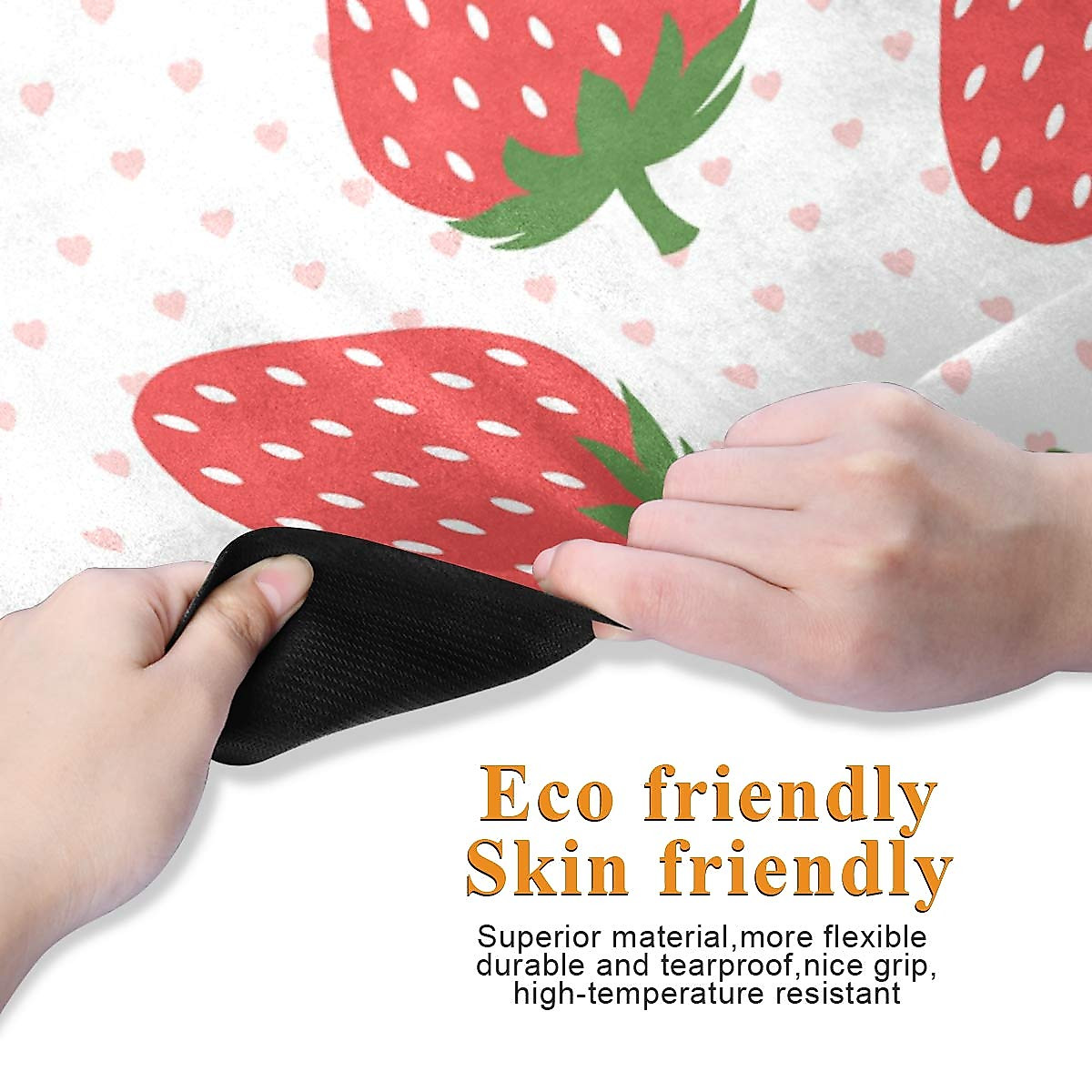 Qilmy Strawberry Yoga Mat Non-Slip Foldable Sweat Absorbent Travel Yoga Mat with Carrying Bag for Yoga, Pilates, Exercise, Workout, Bikram and Hot Yoga 71 x 26 Inch