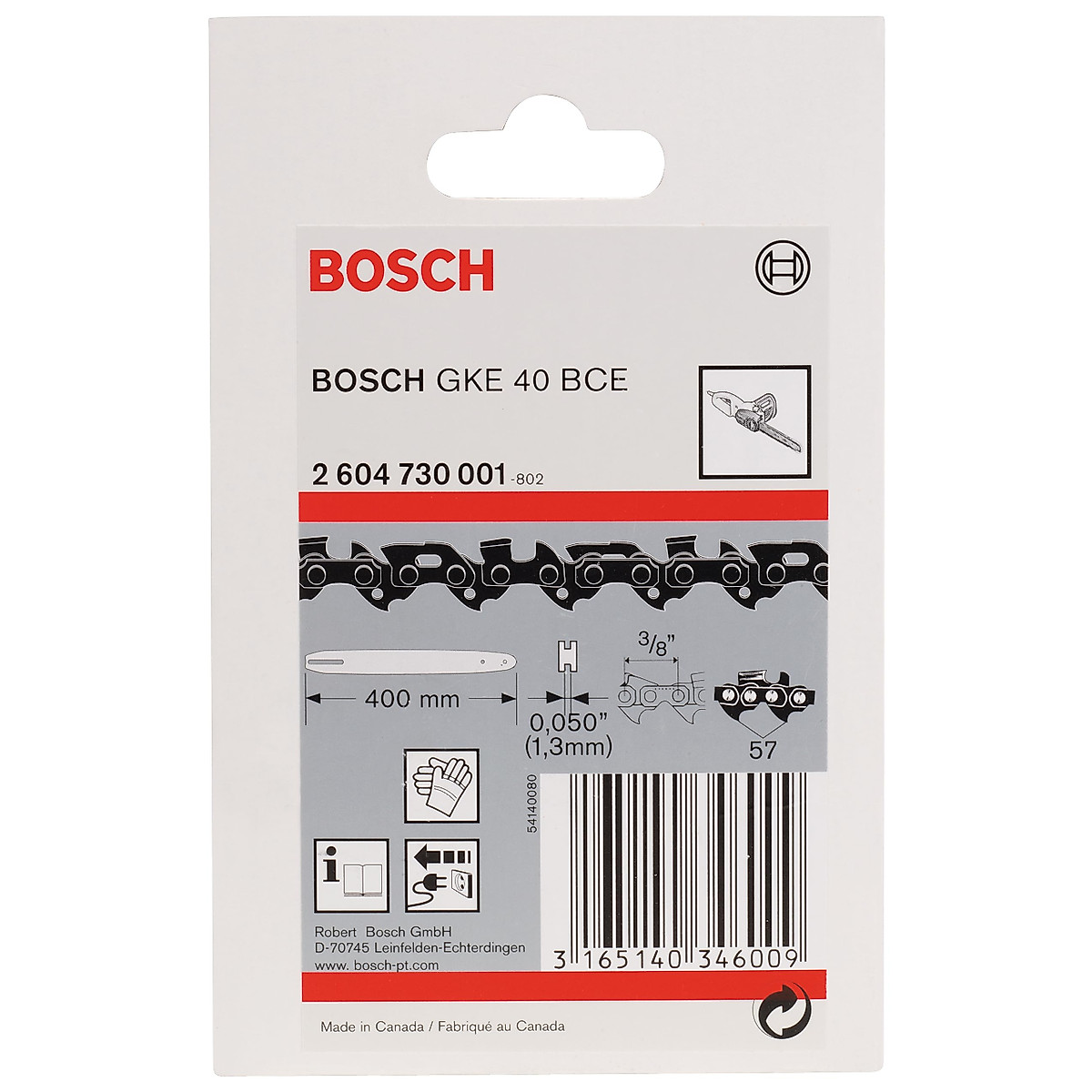 Bosch 2604730001 Chainsaw Chain, Silver, 400 mm