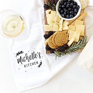 The Cotton & Canvas Co. Personalized Name Soft and Absorbent Kitchen Tea Towel, Flour Sack Towel and Dish Cloth